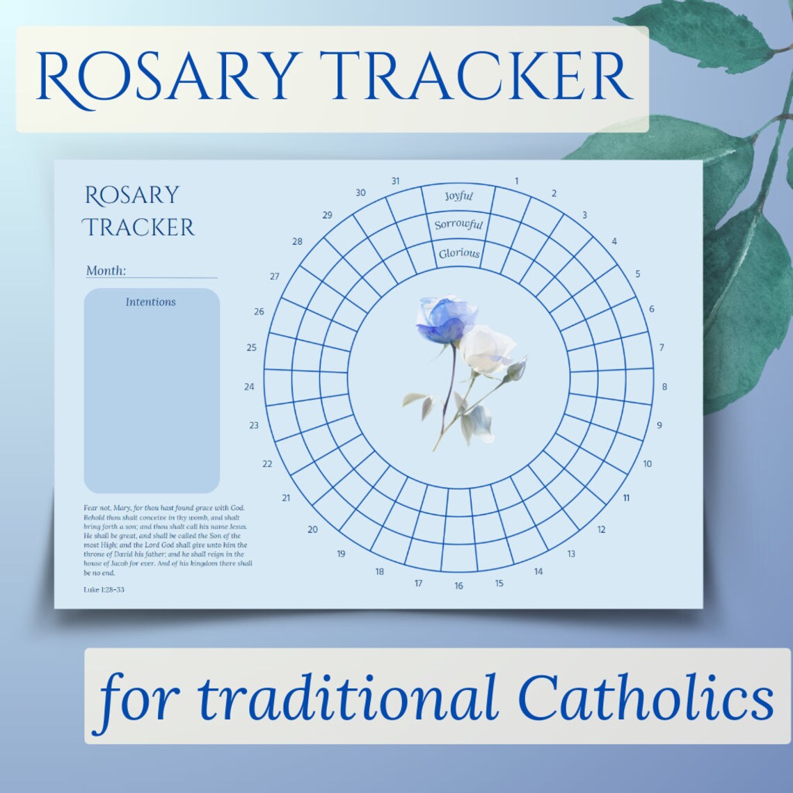 Traditional Catholic Rosary Tracker, Printable Monthly Prayer Habit ...