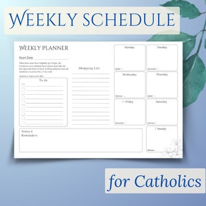 Printable Catholic Weekly Schedule Planner, Weekly Journal Organiser in ...