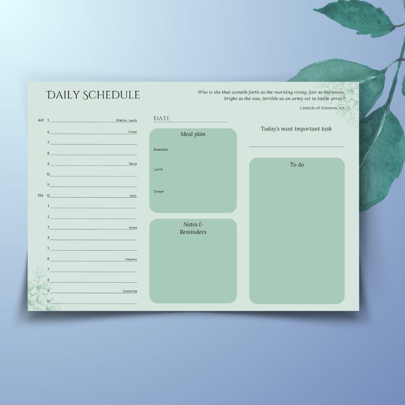 BUNDLE Printable Catholic Daily Schedule Planner, Journal Organiser in ...