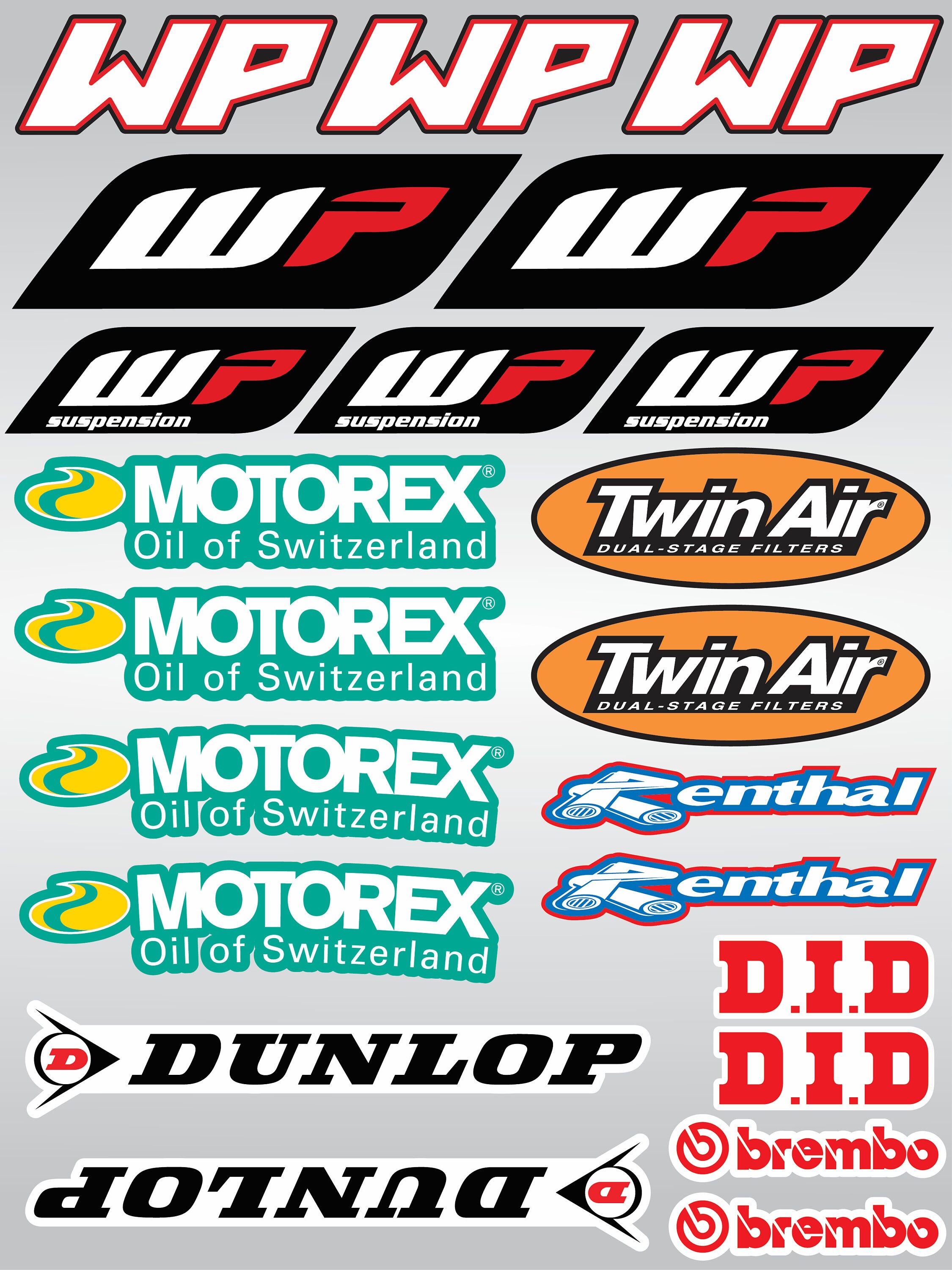 Ktm WP Motorex Printed Vinyl Sticker Sheet Decals Motorbike Motorcycle ...