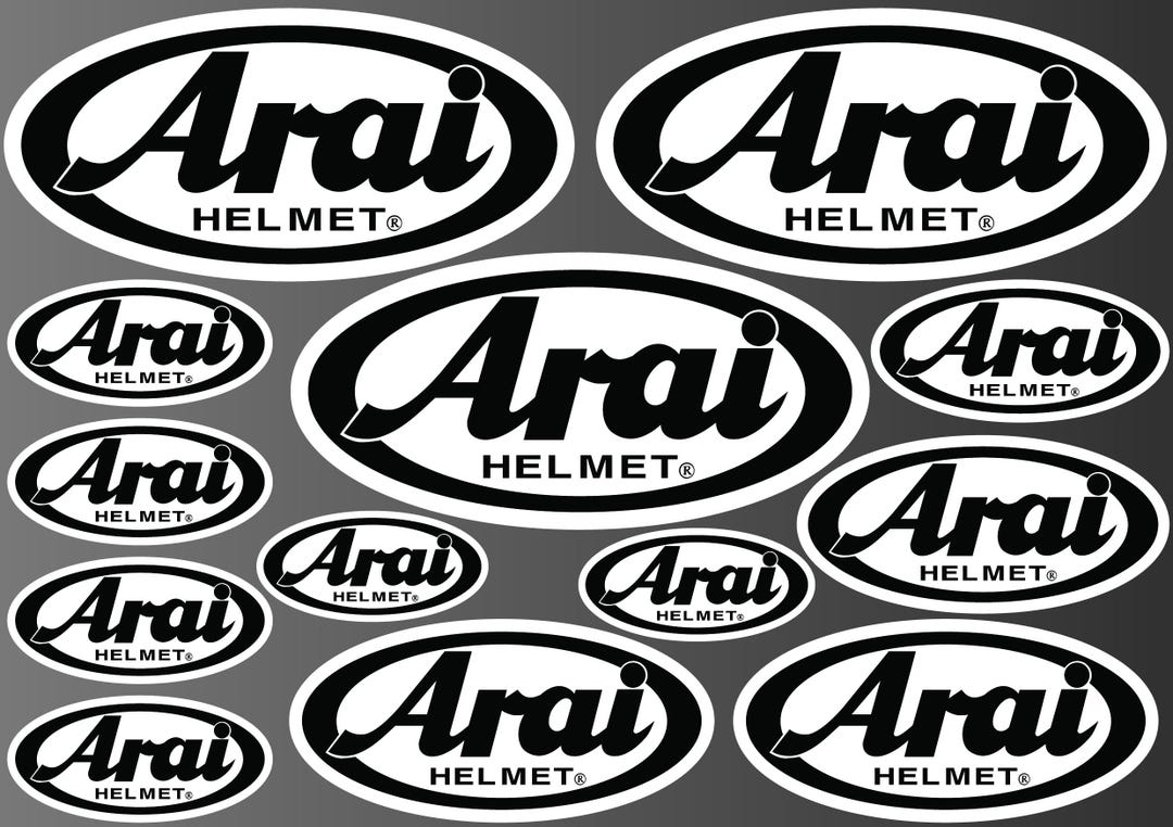 13 X Arai Printed Vinyl Sticker Sheet Decals Car Motorbike Lubricants ...