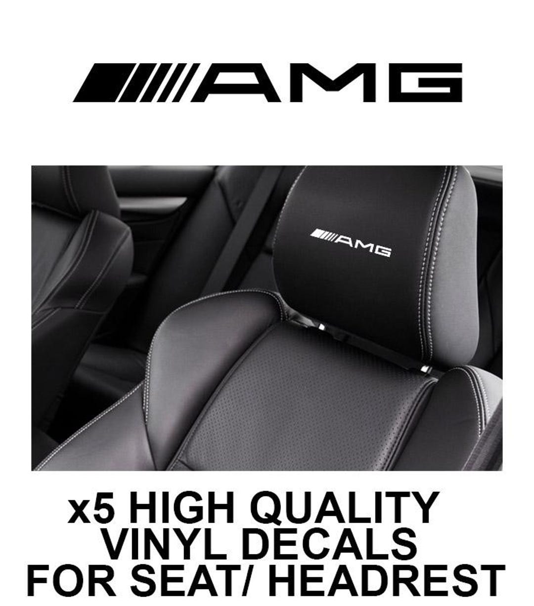 5x AMG Car Headrest Stickers Decals Graphics for Leather Pvc Seats ...