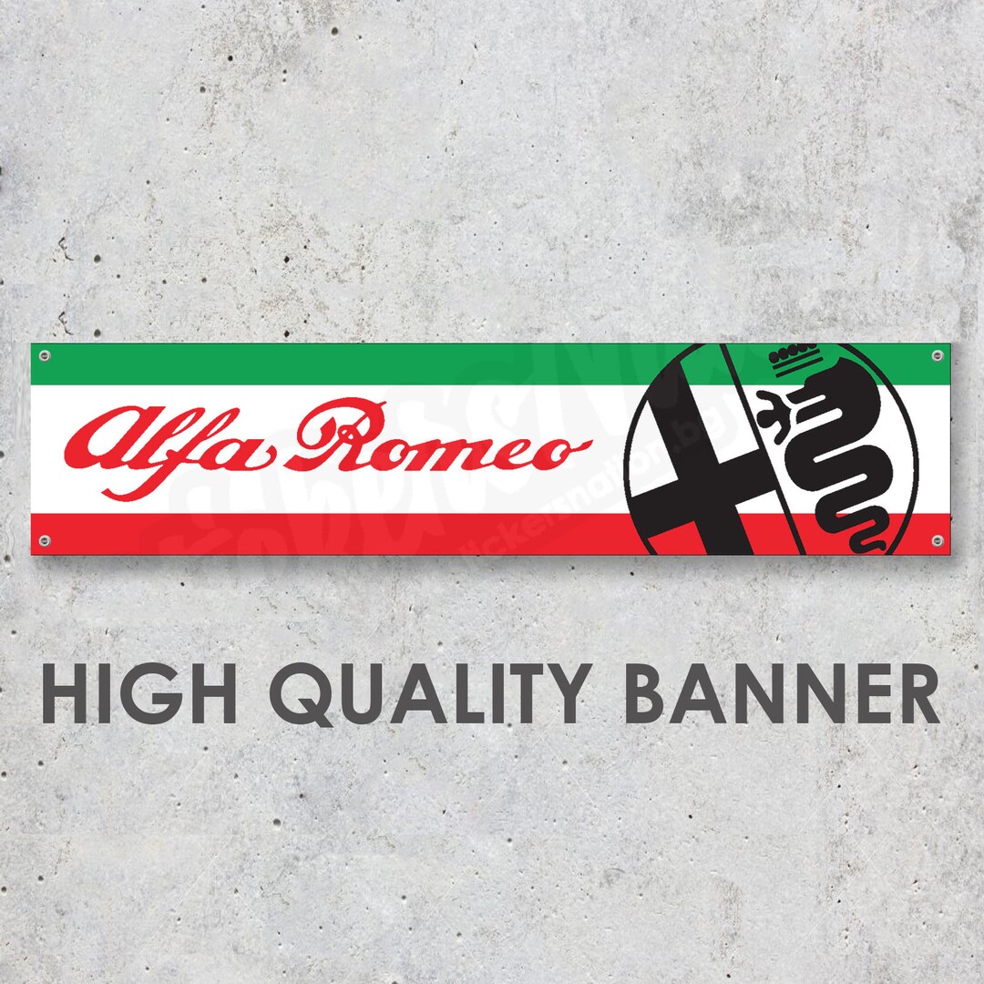 Alfa Romeo Vinyl Banner Garage Motorsport Motorbike Sign Decoration ...