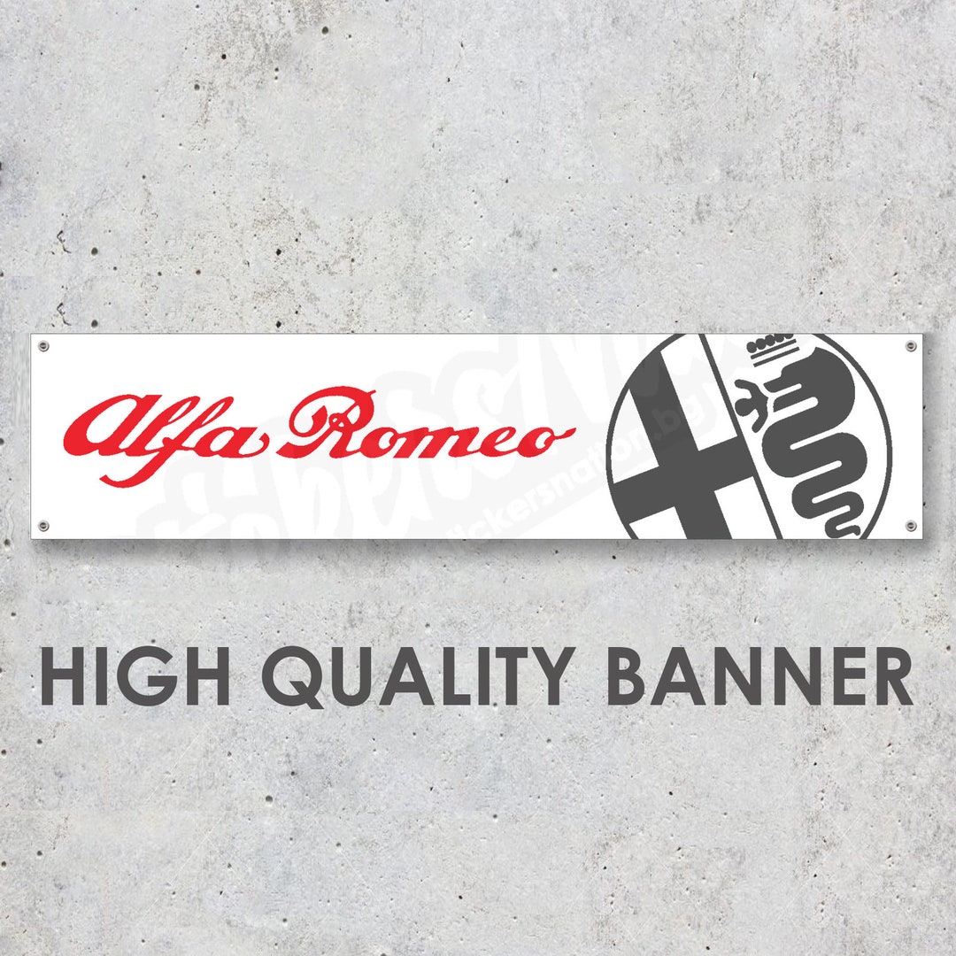 Alfa Romeo Vinyl Banner Garage Motorsport Motorbike Sign Decoration ...