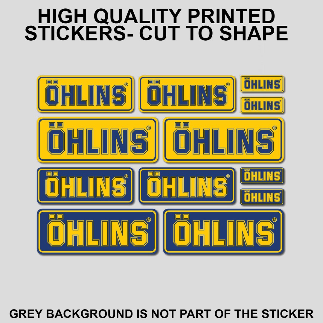 Ohlins Sheet Yellow Blue Printed Vinyl Sticker Sheet Decals Motorbike ...