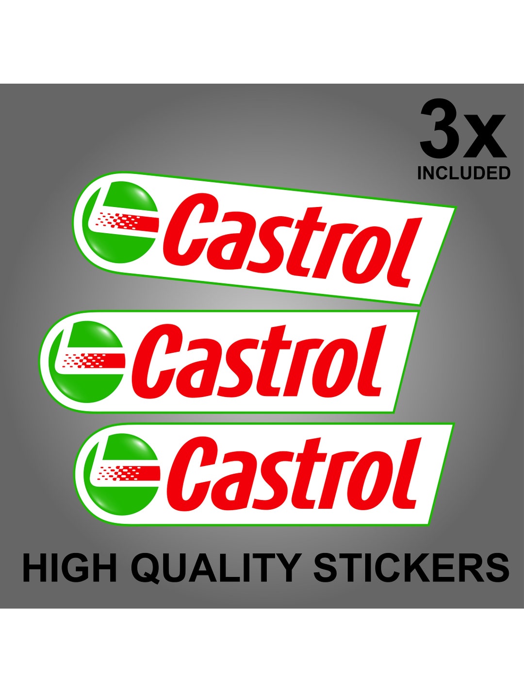 3x Castrol Printed Vinyl Sticker Sheet Decals Car Motorbike Motor Oil ...