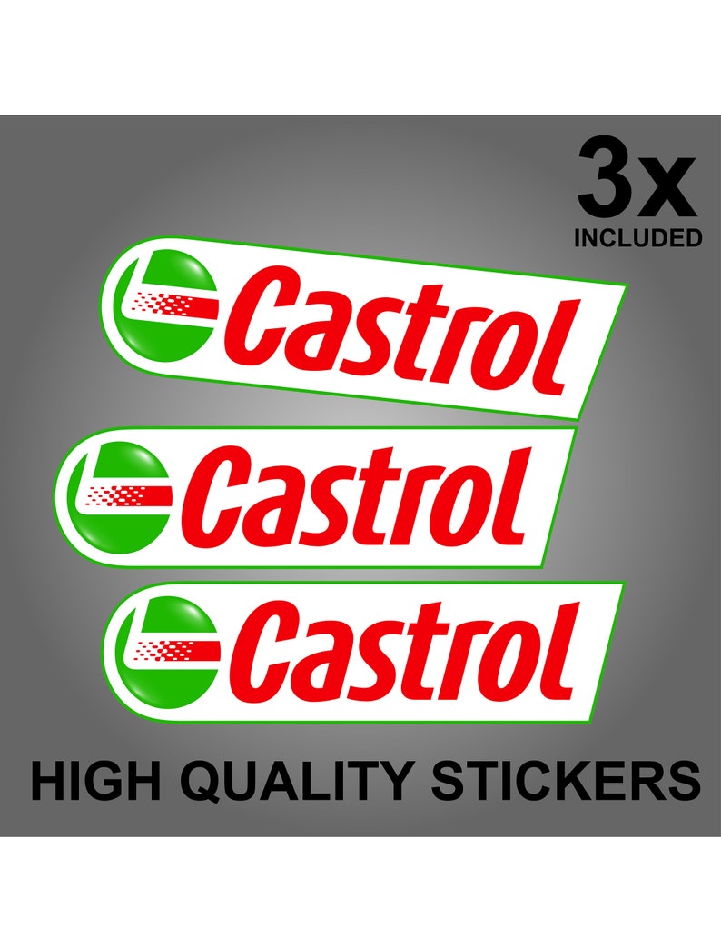 3x Castrol Printed Vinyl Sticker Sheet Decals Car Motorbike Motor Oil ...