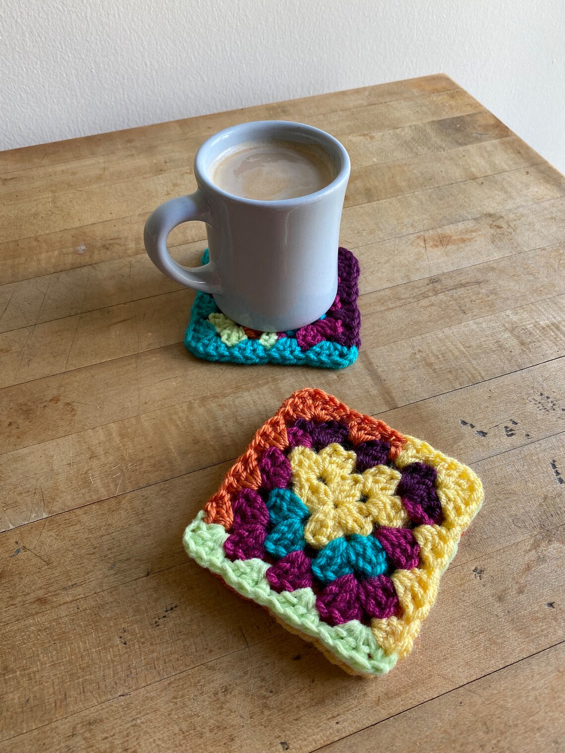 Scrap Crochet Coasters / Granny Square Coaster Set / Holiday ...