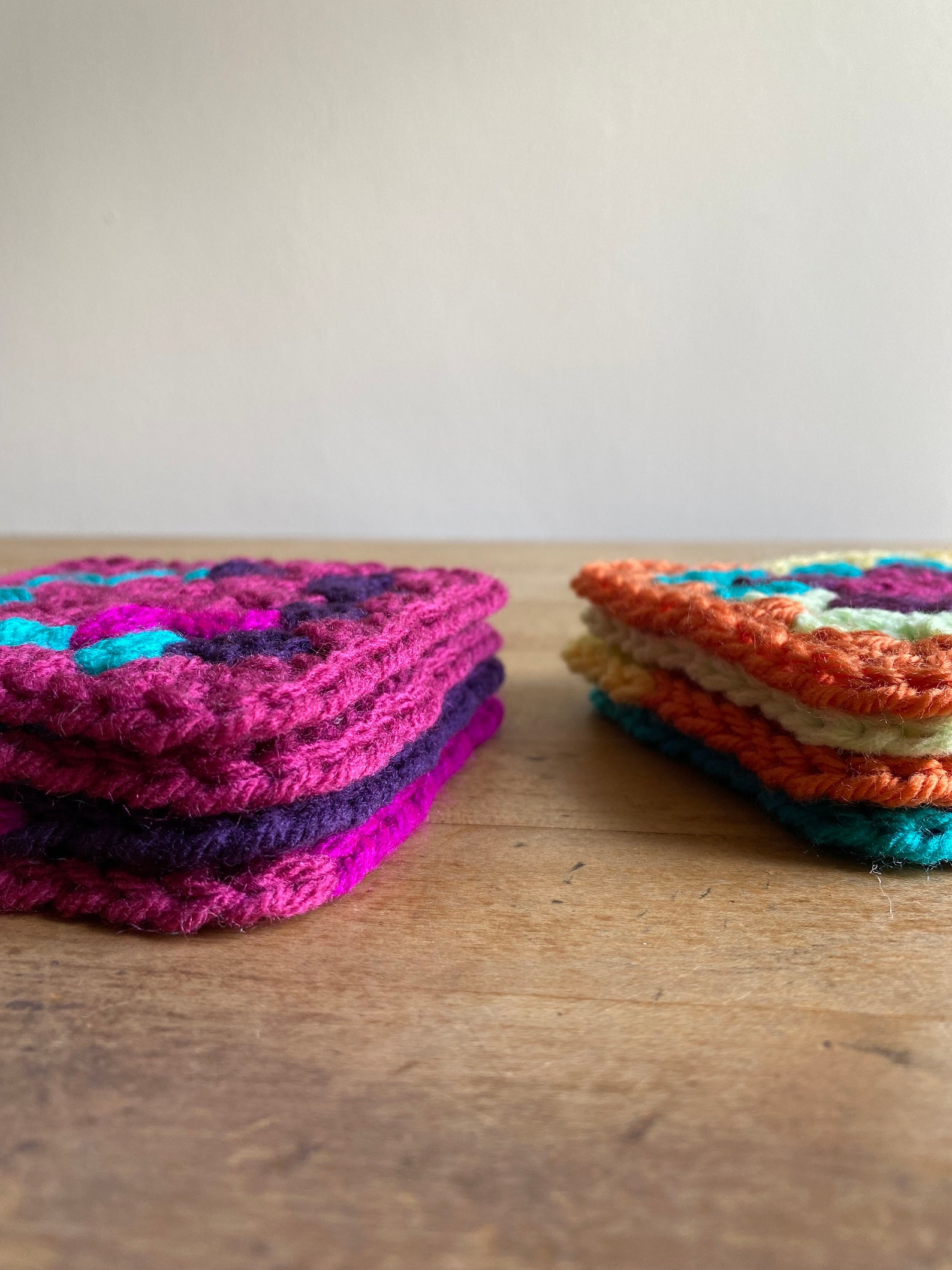 Scrap Crochet Coasters / Granny Square Coaster Set / Holiday ...