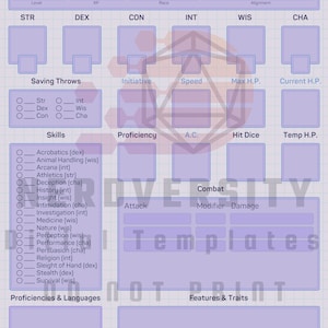 Custom Minimal Dnd 5e Printable and Fillable Character Sheet PDF - Etsy