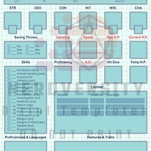 Custom Minimal Dnd 5e Printable and Fillable Character Sheet PDF - Etsy