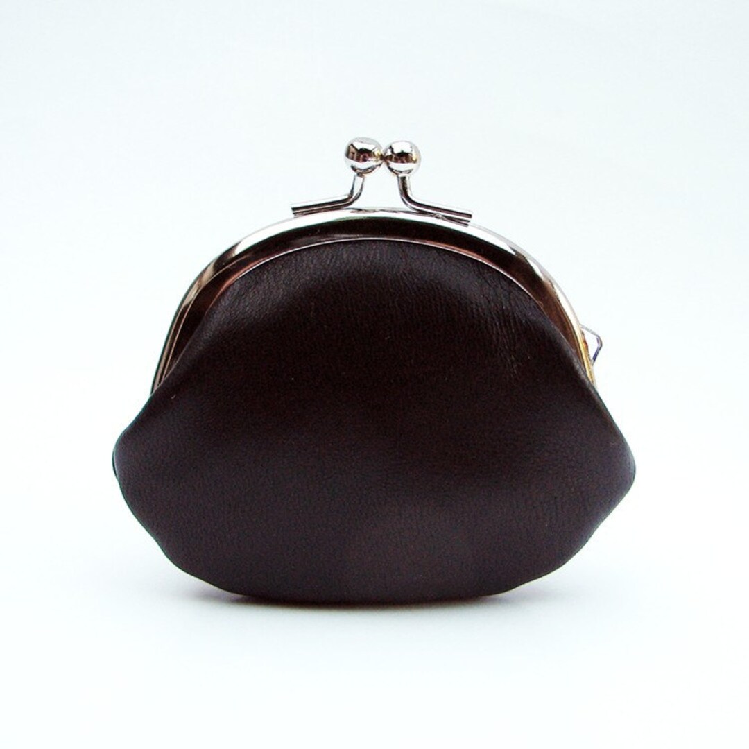 Black Leather Clasp Change Purse Coin Purse With Satin Lining - Etsy