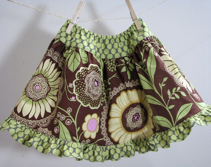 Girls Twirl Skirt Amy Butler Lotus Lacework Dots - Etsy