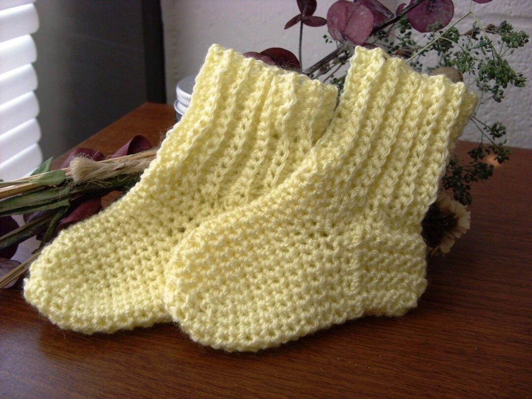 Yellow Baby Socks - Baby Crew Socks - Yellow Crew Socks - Crochet Baby ...