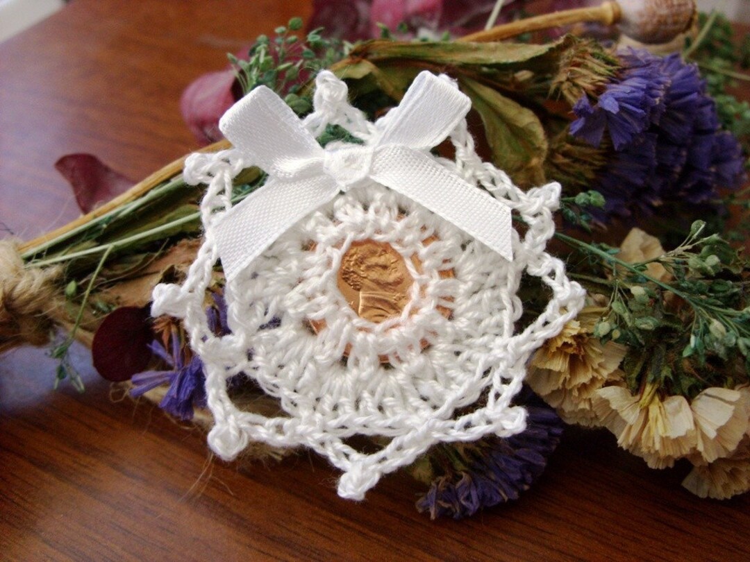 Wedding Brooch - Wedding Pin - Lucky Penny Wedding Brooch - White Lace ...