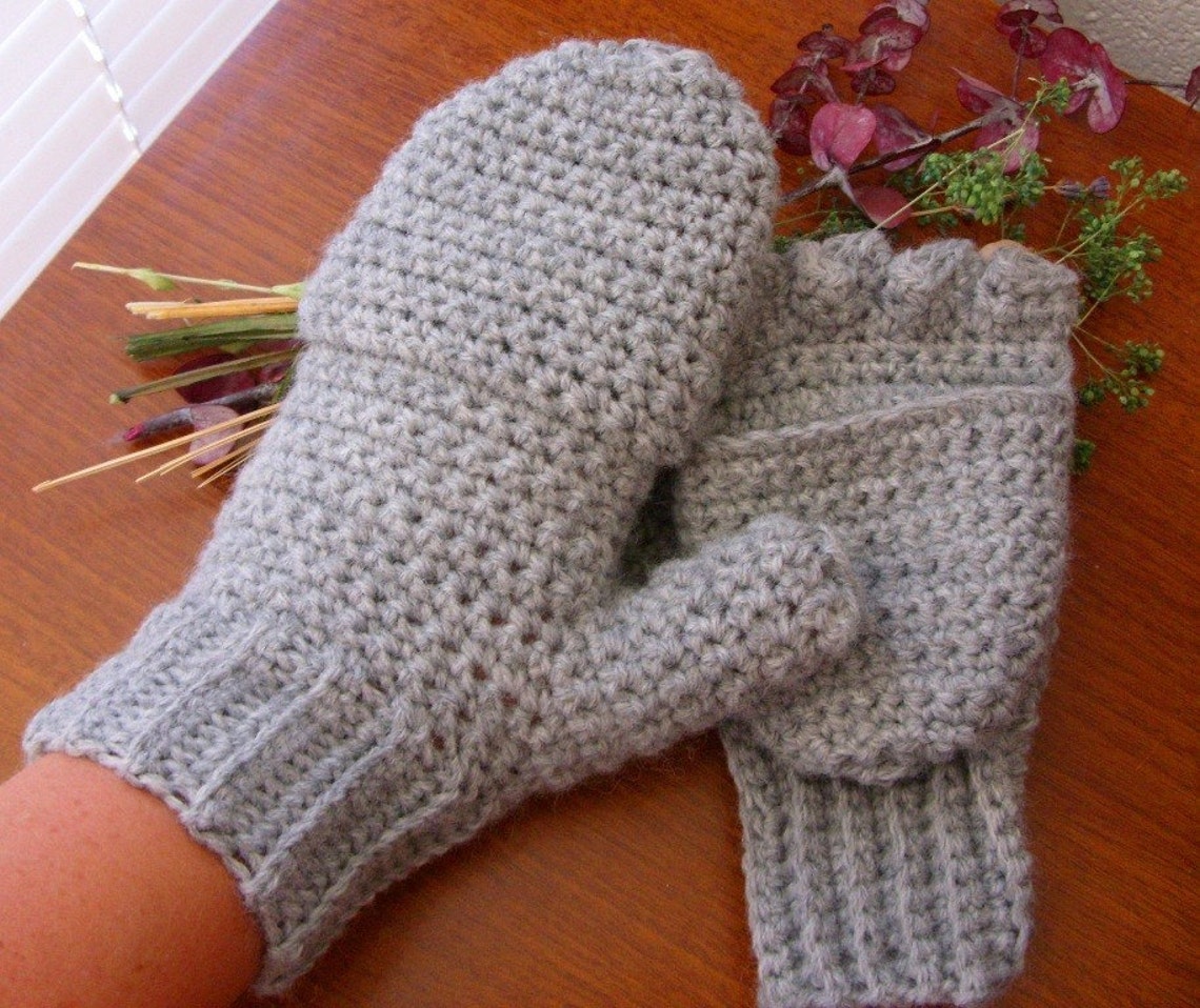 Gray Wool Convertible Mittens Gray Convertible Mittens | Etsy