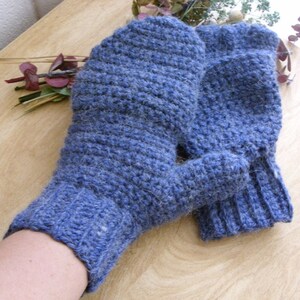 Blue Wool Convertible Mittens - Blue Alpaca Convertible Mittens - Blue ...