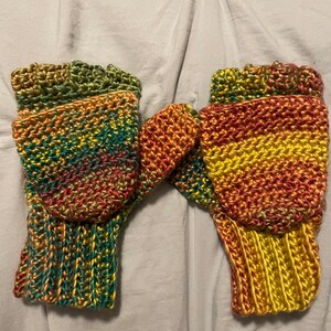 Thick & Warm Multicolored Convertible Mittens Multicolored - Etsy