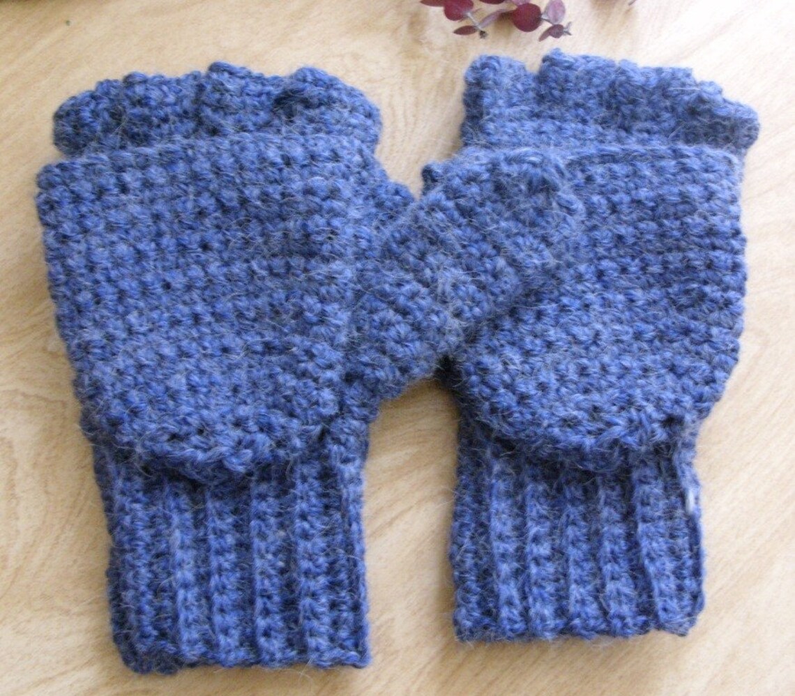 Blue Wool Convertible Mittens Blue Alpaca Convertible - Etsy