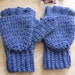 Blue Wool Convertible Mittens - Blue Alpaca Convertible Mittens - Blue ...
