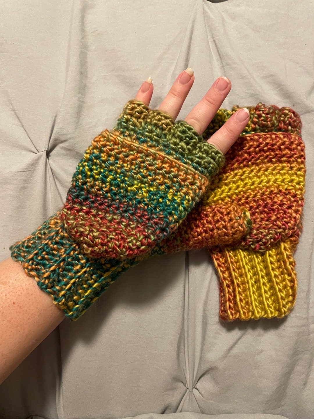 Thick & Warm Multicolored Convertible Mittens Multicolored - Etsy