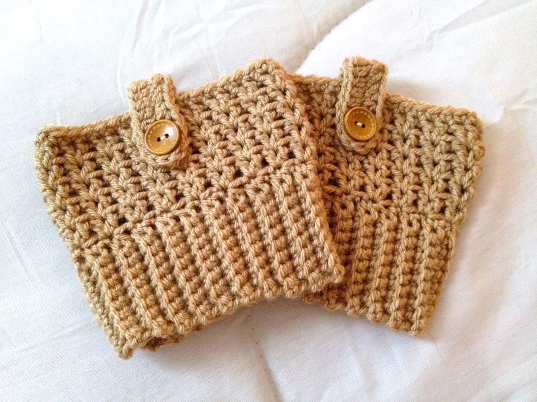 Boot Cuff - Crochet Boot Cuff - Brown Boot Cuff - Beige Boot Cuff ...