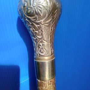 WALKING STICK/CANE With Victorian Style Brass Handle on Hazel Stick ...