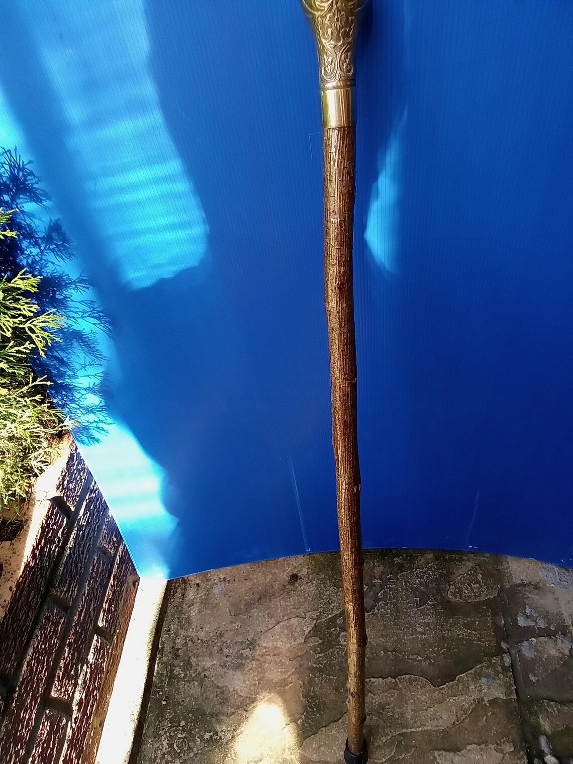 WALKING STICK/CANE With Victorian Style Brass Handle on Hazel Stick ...