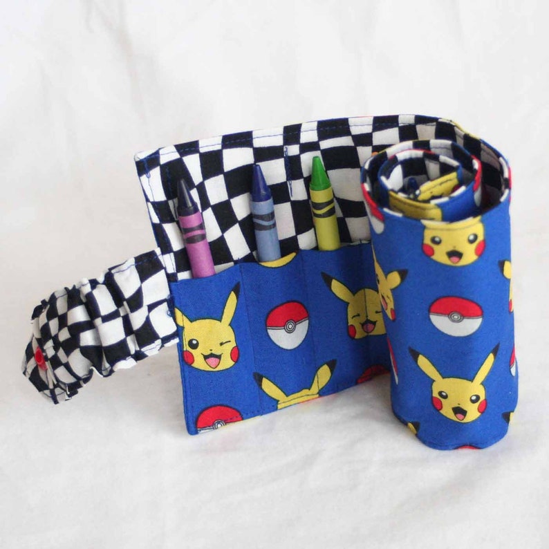 Pokemon Pikachu Crayon Holder Roll - Travel Art Storage - Etsy