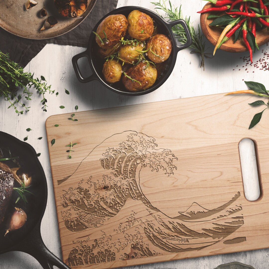 Hokusai Kanagawa Wave Cutting Board/hardwood Cutting Board/kitchen Gift ...