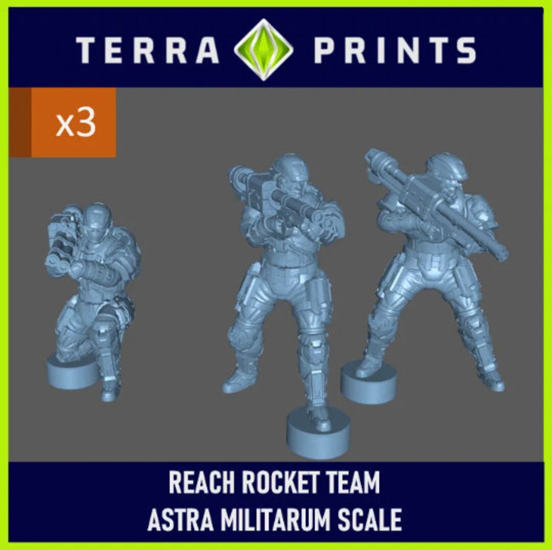 REACH ROCKET Team (3x) - Compatible With Astra Militarum - Guard Scale - 28mm Wargaming - 1:64 ...