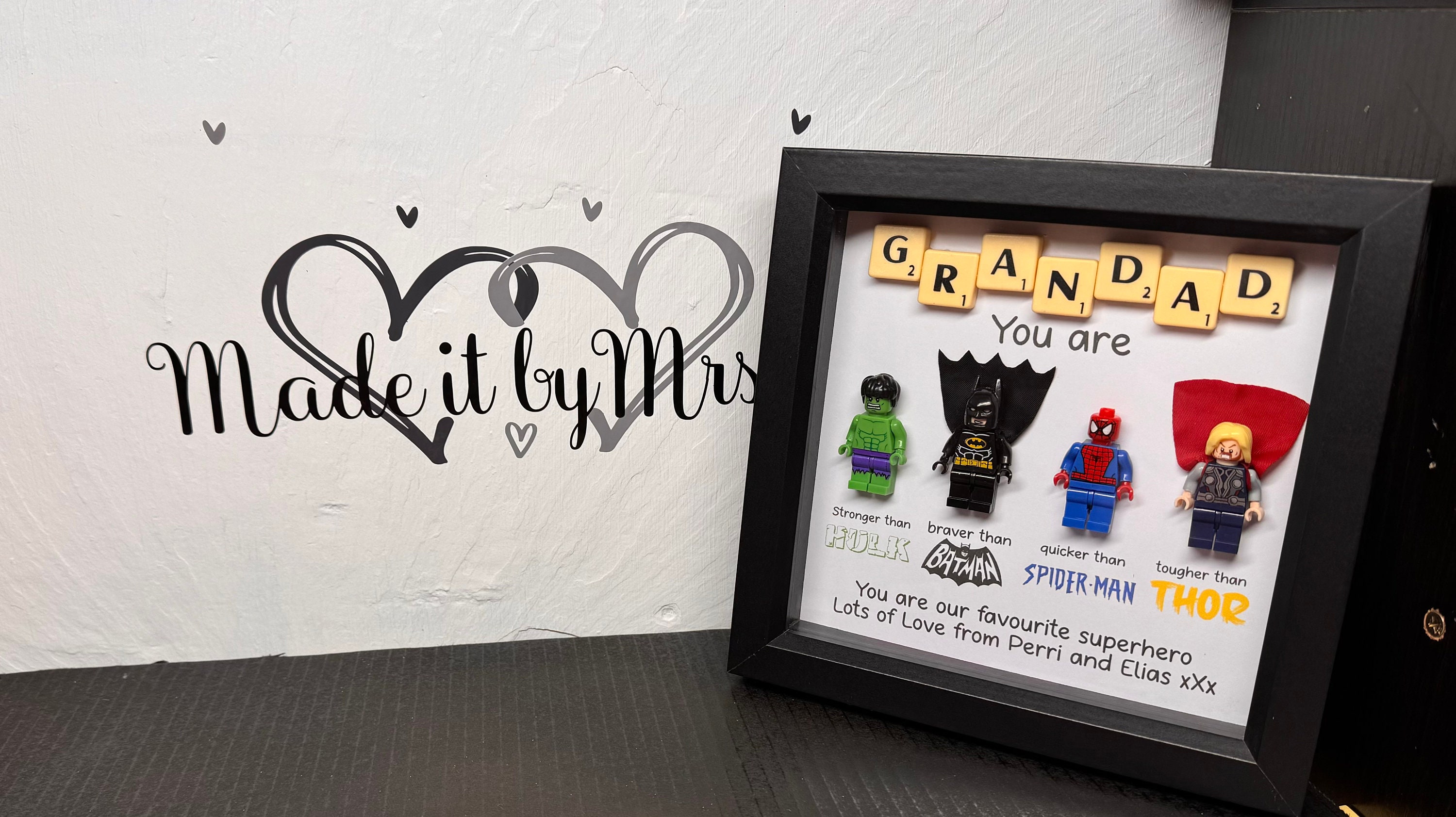 Personalised Superhero Shadow Box/frame in Black, Teacher Gift, Father ...