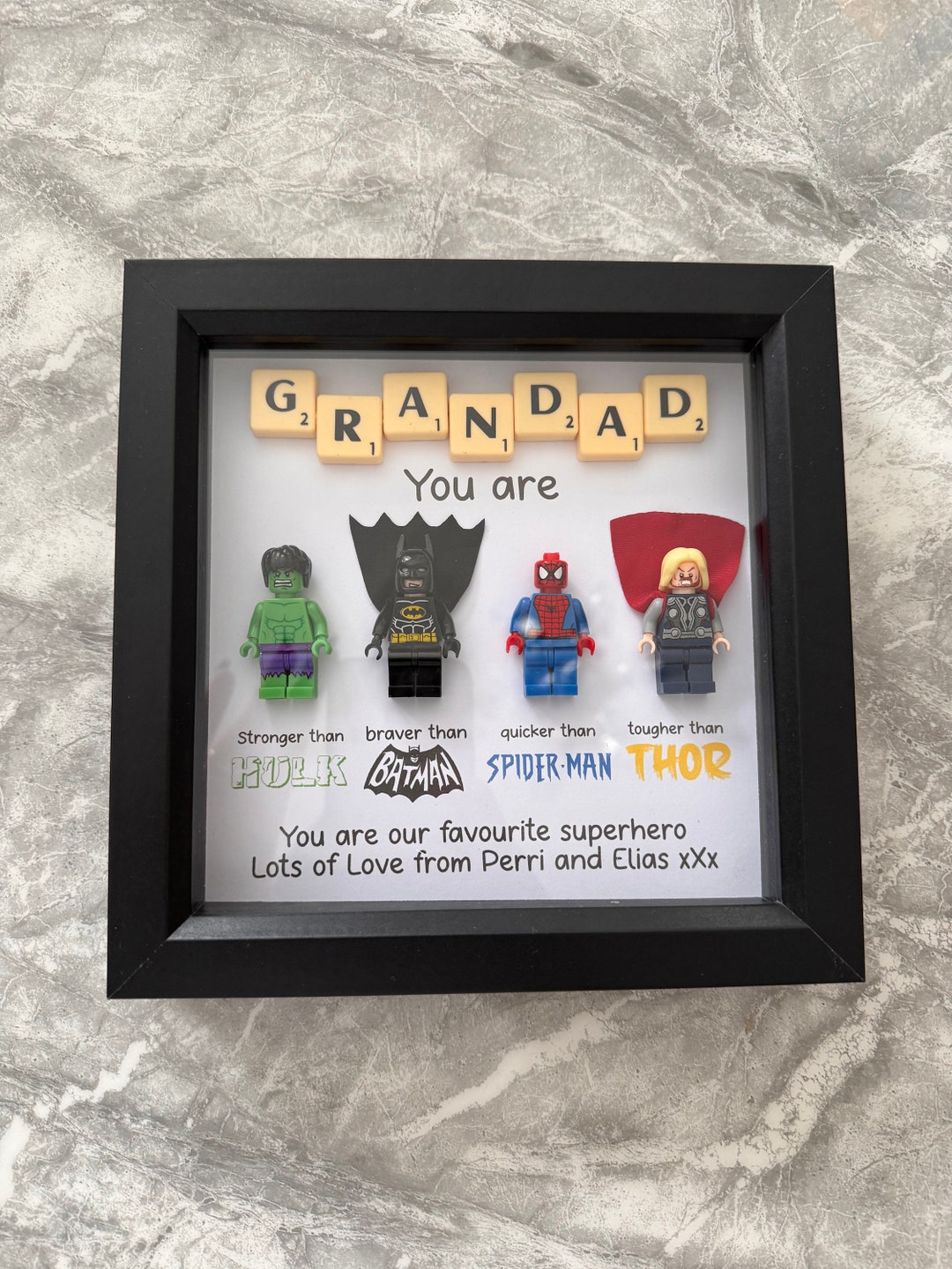 Personalised Superhero Shadow Box/frame in Black, Teacher Gift, Father ...