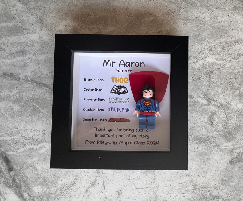 Personalised Superhero Shadow Box/frame. Teacher Gift, End of Year ...