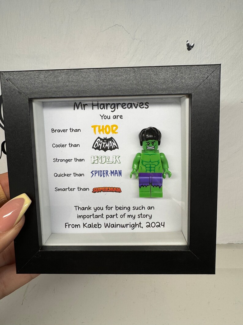 Personalised Superhero Shadow Box/frame. Teacher Gift, End of Year ...