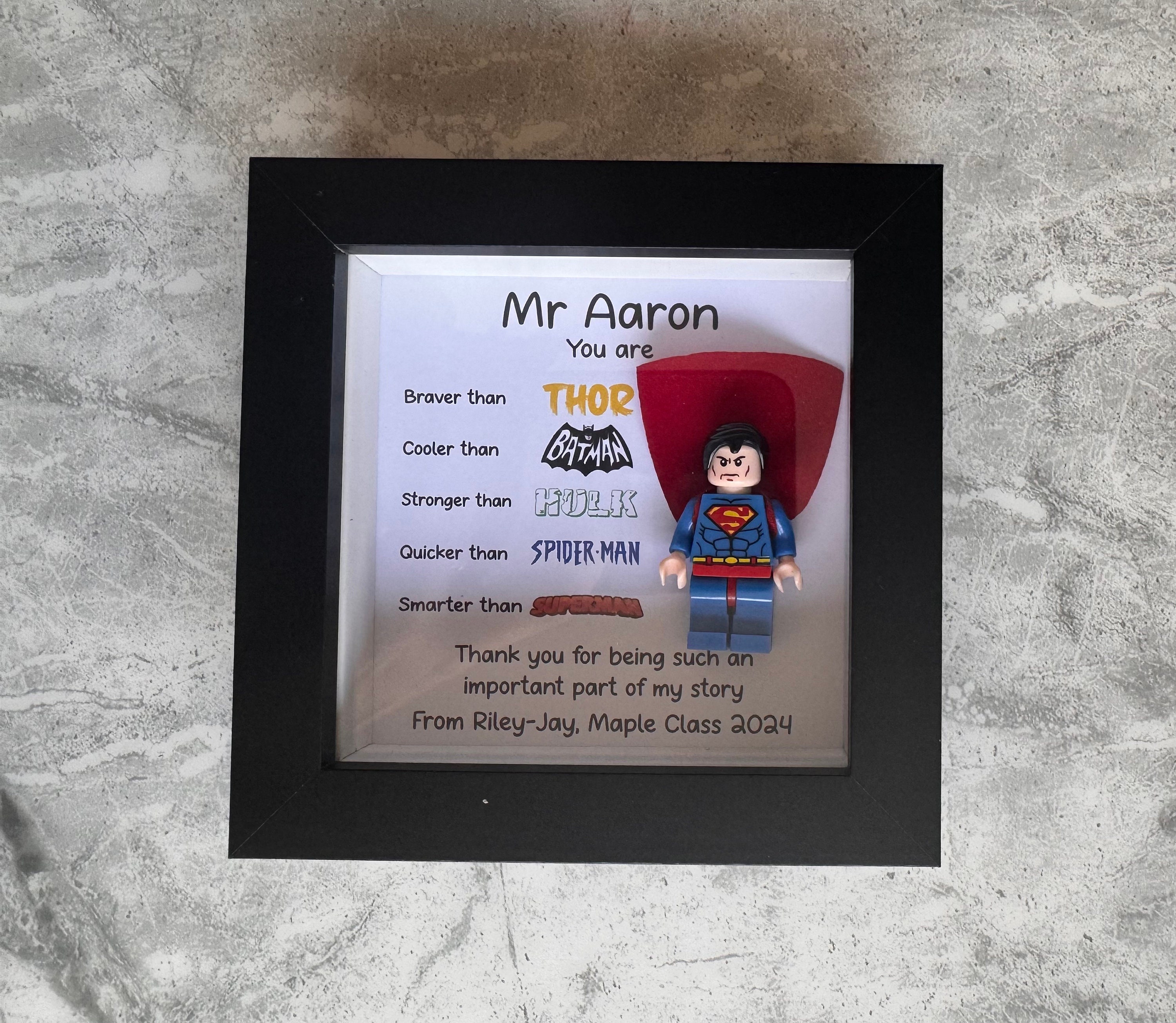 Personalised Superhero Shadow Box/frame. Teacher Gift, End of Year ...