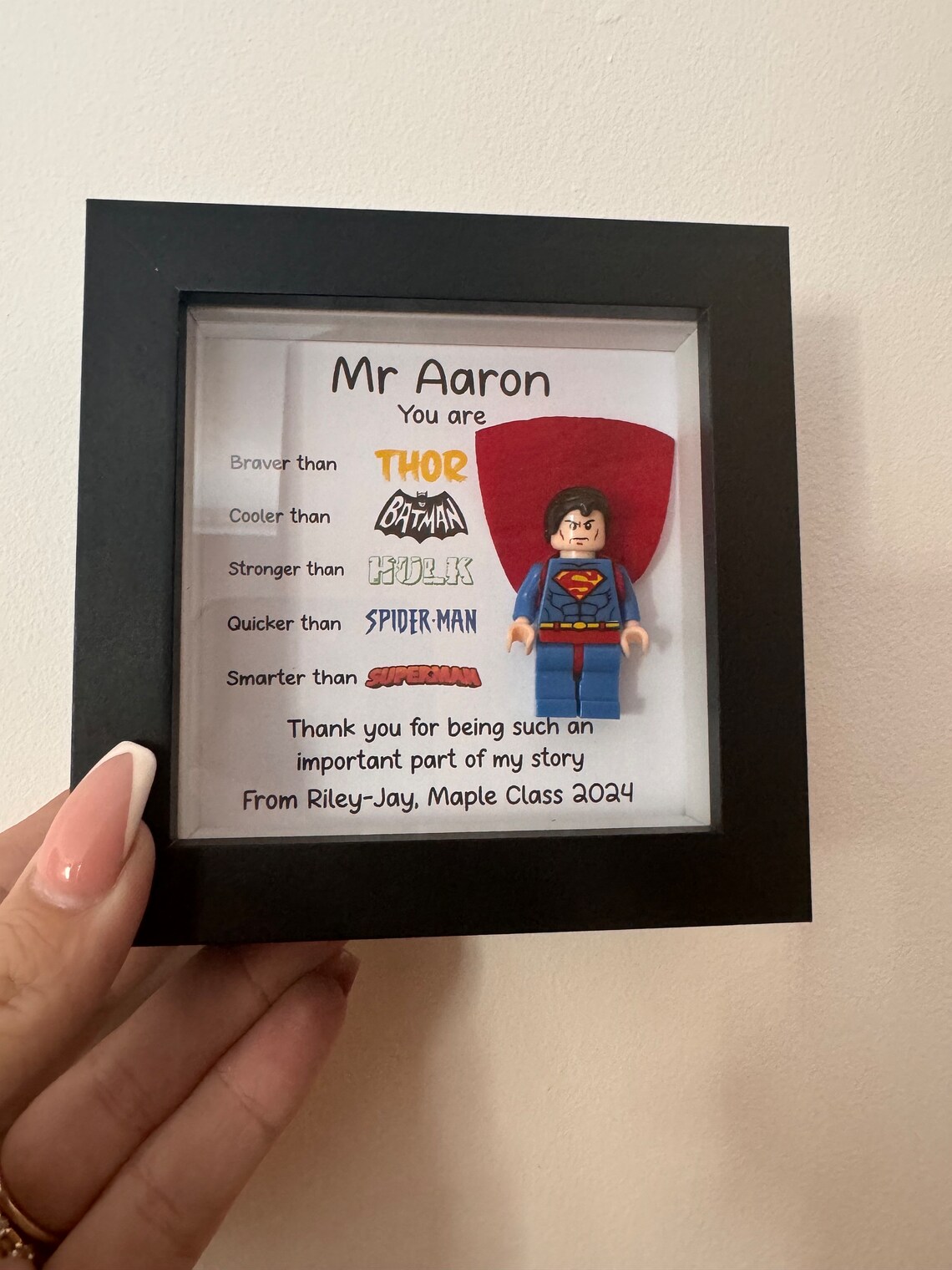 Personalised Superhero Shadow Box/frame. Teacher Gift, End of Year ...