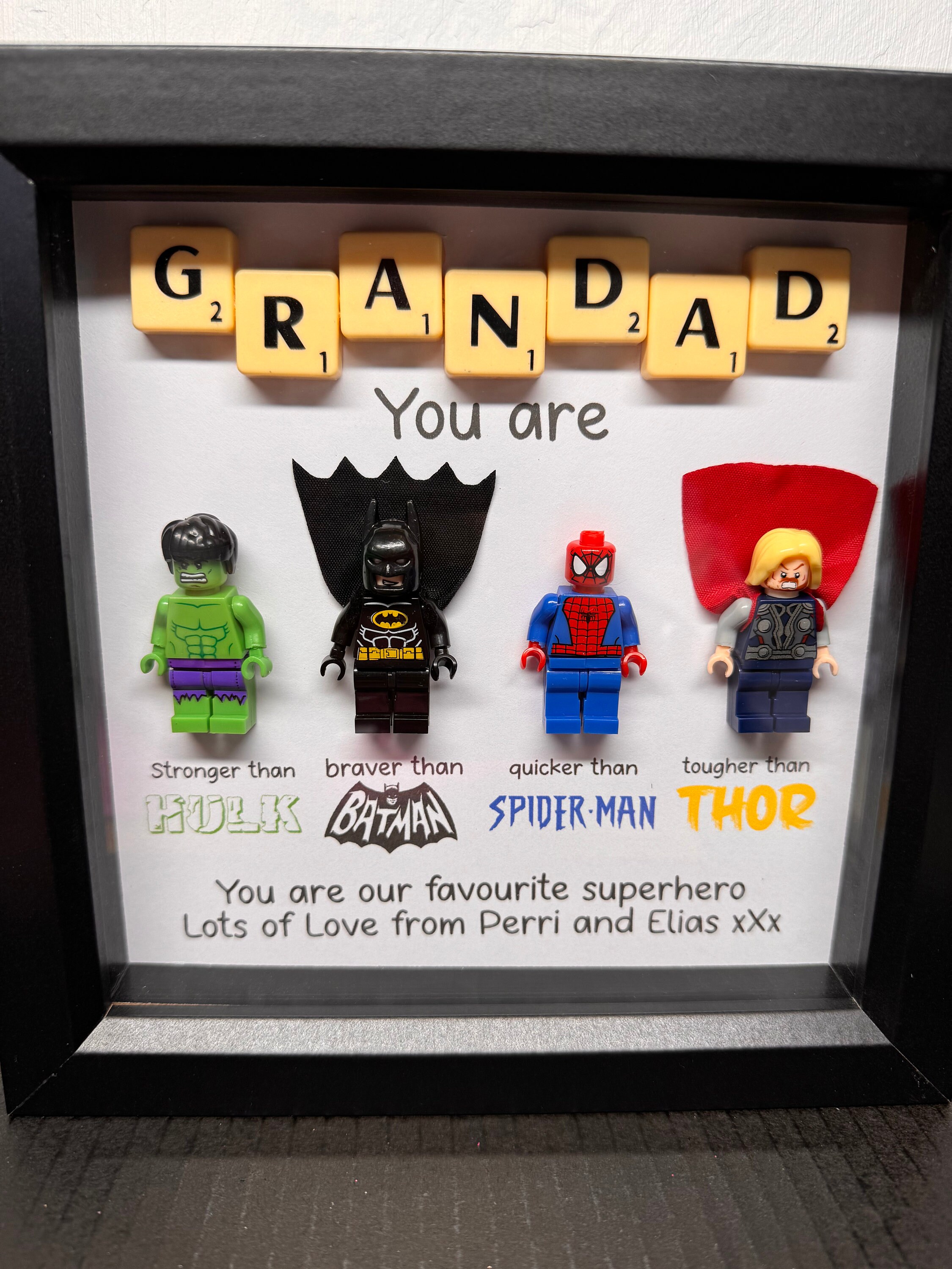 Personalised Superhero Shadow Box/frame in Black, Teacher Gift, Father ...