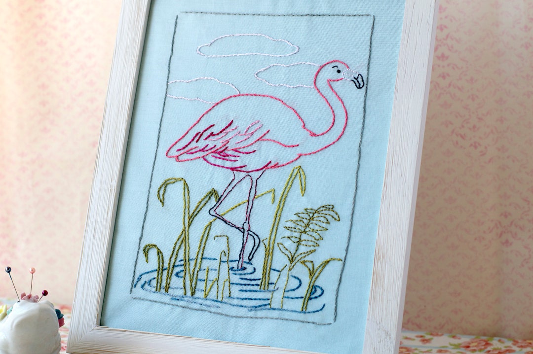 Flamingo Bird Hand Embroidery PDF Pattern - Etsy
