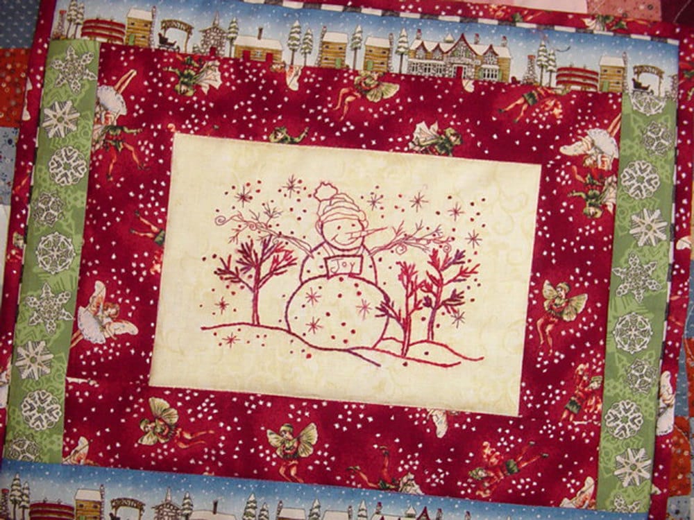 Snowman Christmas Redwork Hand Embroidery PDF Pattern - Etsy