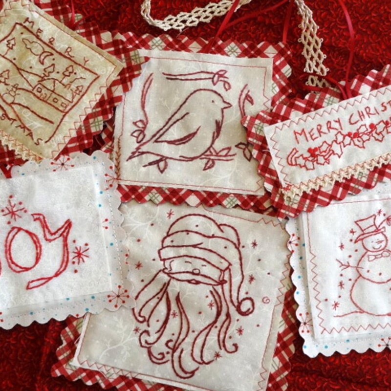 Christmas Redwork - Etsy