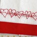 Love Hearts Redwork Linen Towel Hand Embroidery Pattern Kit - Etsy