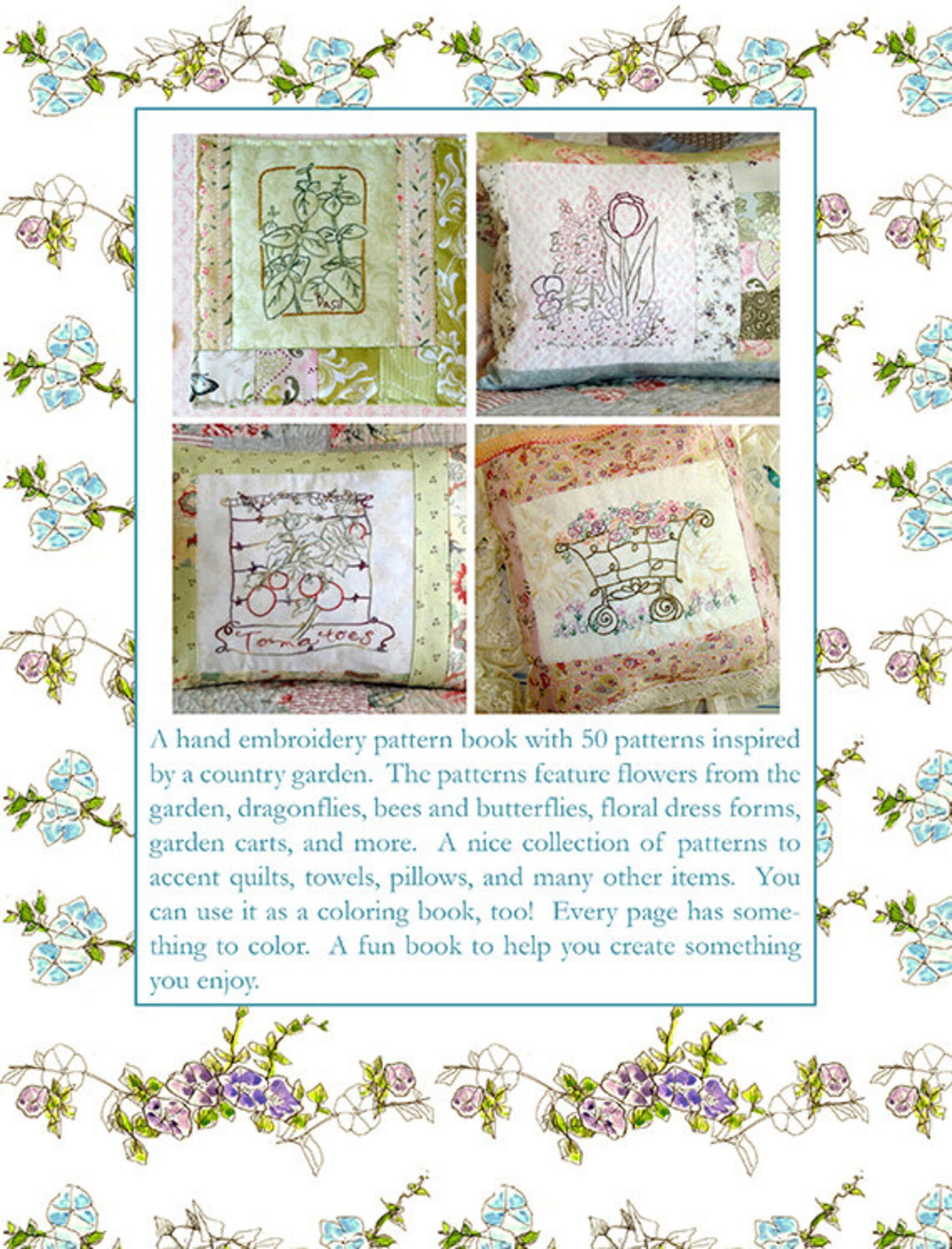 Hand Embroidery Pattern Book Angels Dogs Tea Time Birds Bees Flowers - Etsy