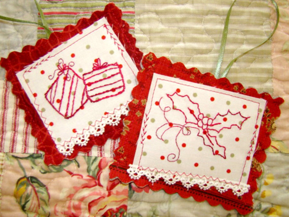 Redwork Christmas Hand Embroidery PDF Pattern Set Instant Download ...