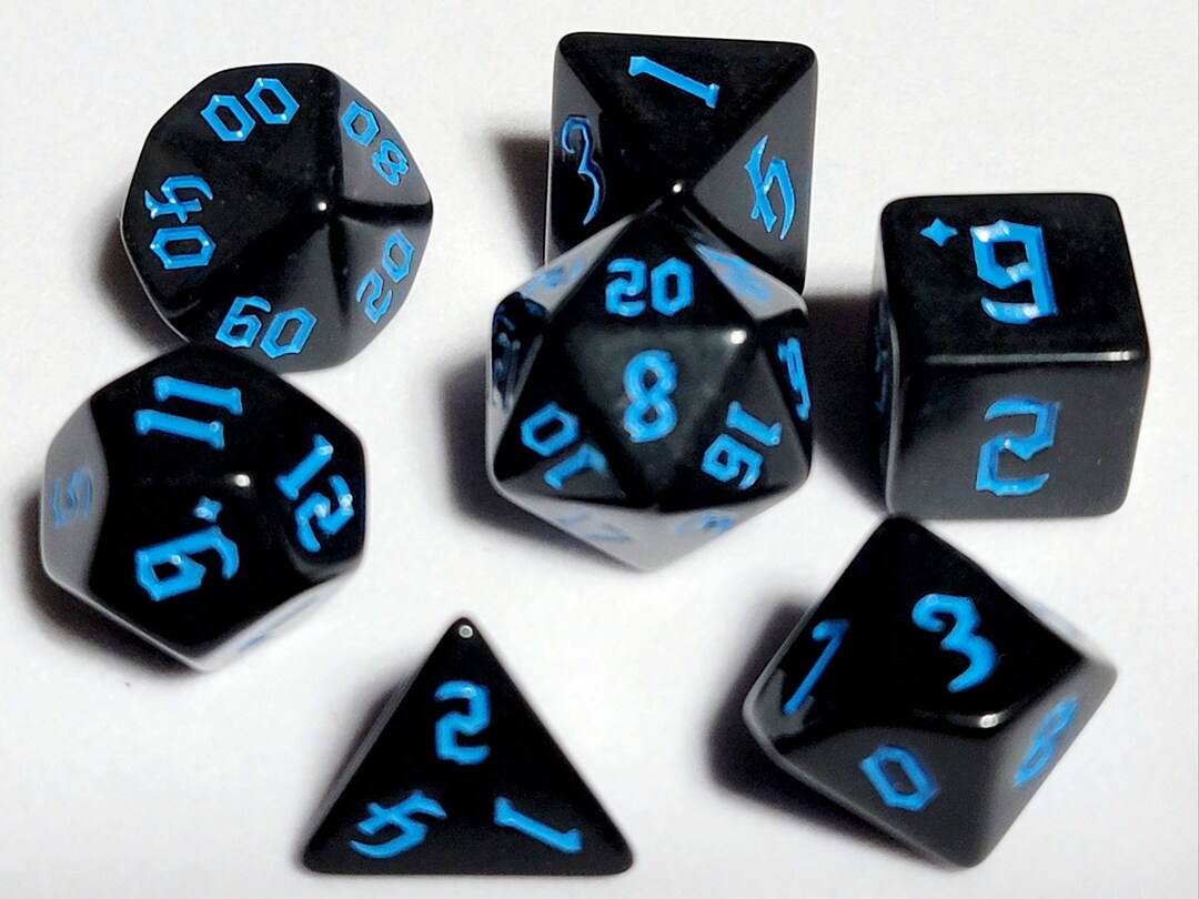 Blue Orcish Script Dnd Dice Set Dungeons and Dragons 7 Dice RPG ...