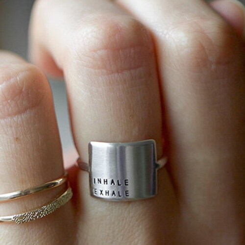 Personalized Inspirational Ring Hand Stamped Narrow - Etsy