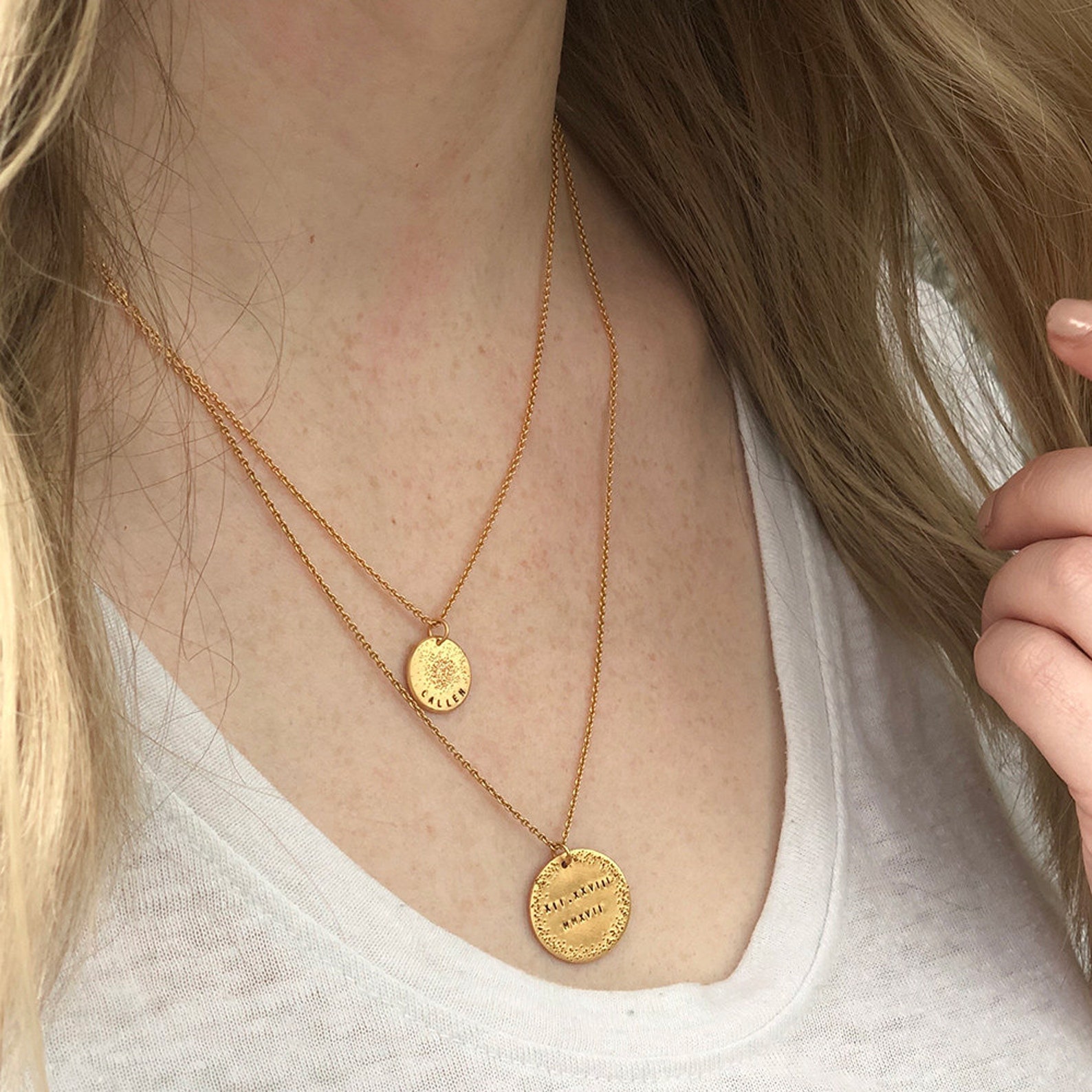 Personalized Disc Necklace | Mini Coin Necklace | Circle Necklace ...