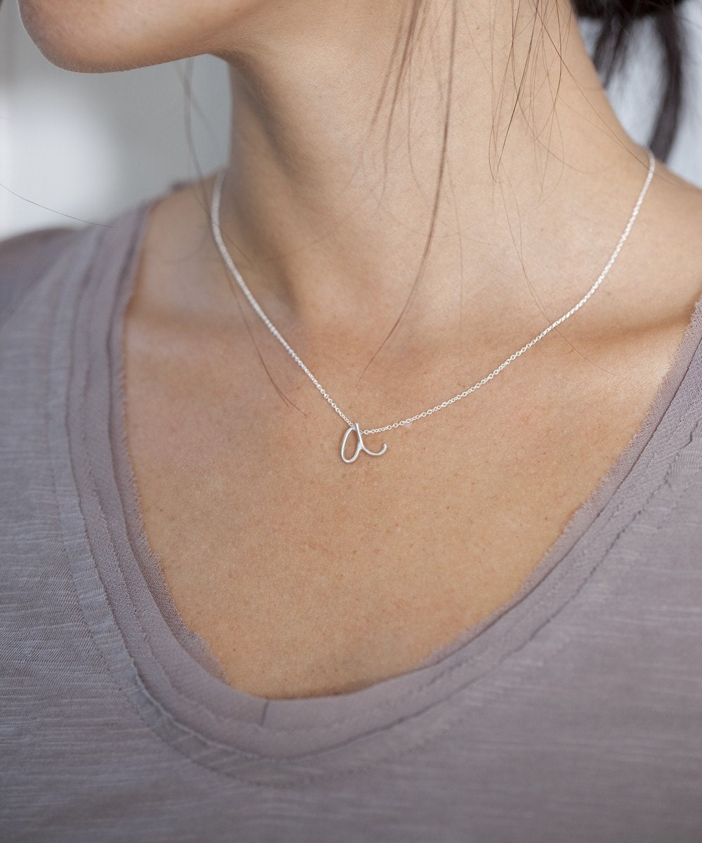 Initial Necklace Handwritten Delicate Letter Necklace | Etsy