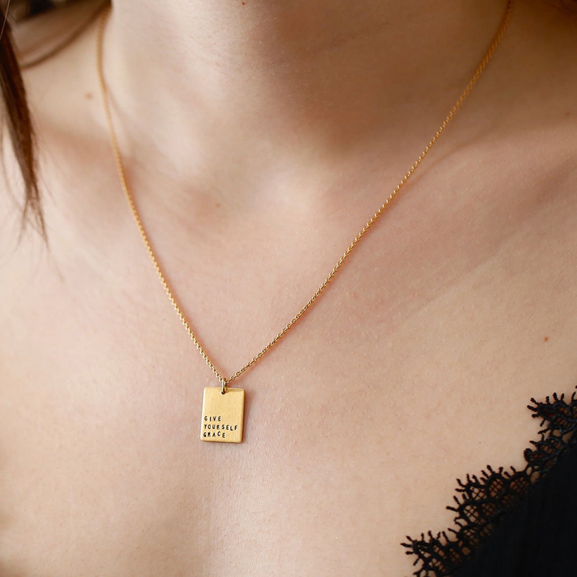 Personalized Rectangle Bar Necklace Everlong Necklace - Etsy