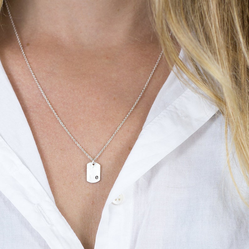 Tag Necklace | Mini Tag Necklace | Initial Necklace | Delicate Hand ...